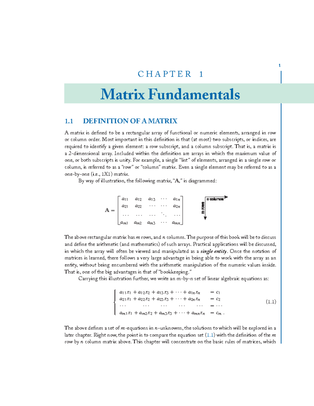Matrices in Engineering Problems 2 - 1 C H A P T E R 1 Matrix Fundamentals 1 DEFINITION OF A ...