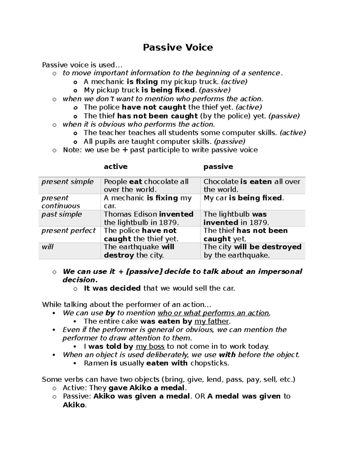 Passive Voice RS - review - Passive Voice Passive voice is used... o to ...