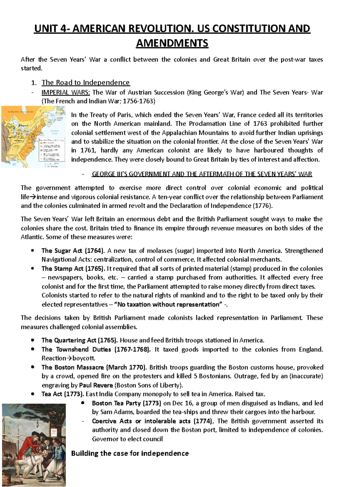 UNIT 4 - resúmenes - UNIT 4- AMERICAN REVOLUTION. US CONSTITUTION AND ...