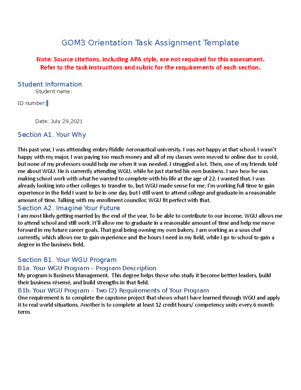 Orientation Task Template copy copy - GOM3 Orientation Task Assignment Template Note: Source ...