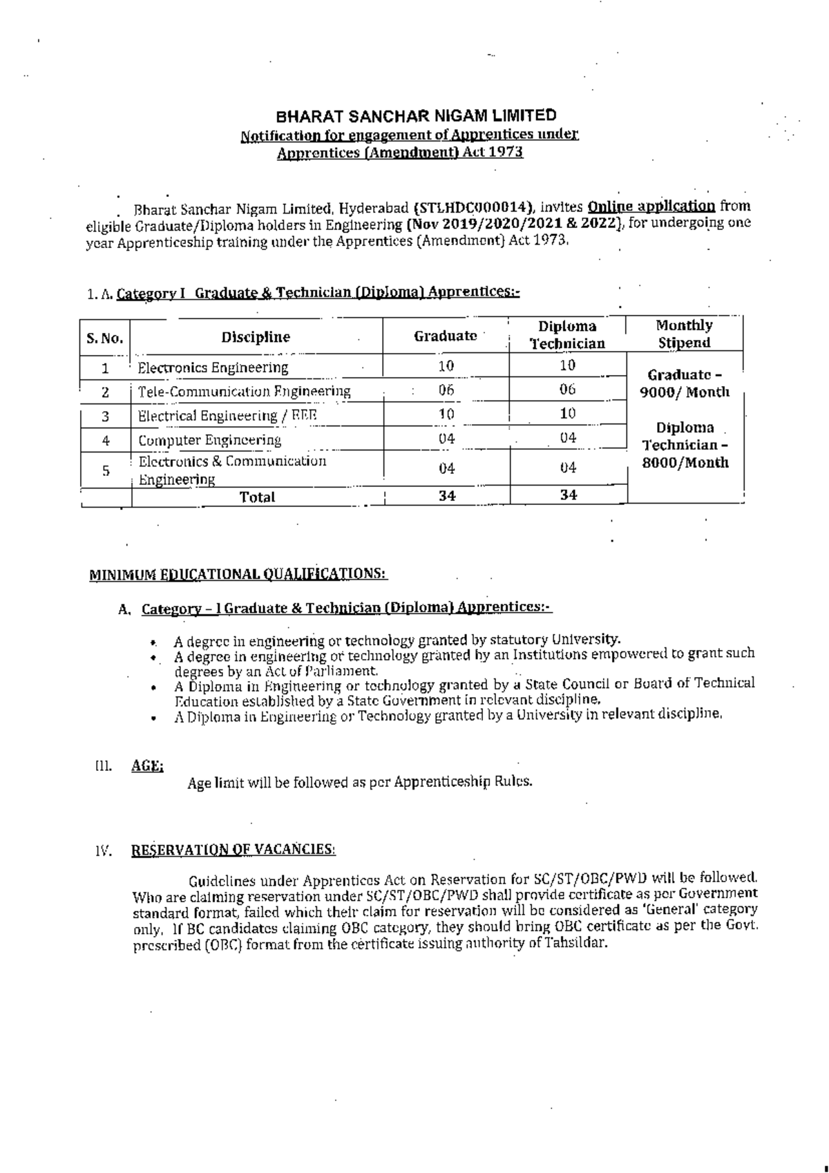 BSNL Recruitment 2022 Notification - Civil Engineering - Studocu