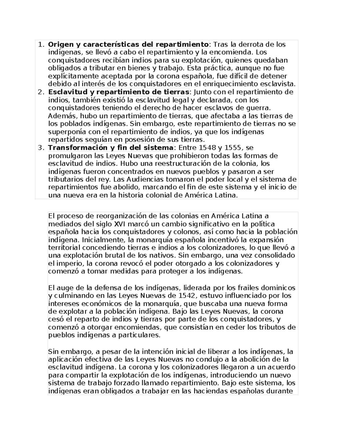 Origen y características del repartimiento - 1. Origen y ...