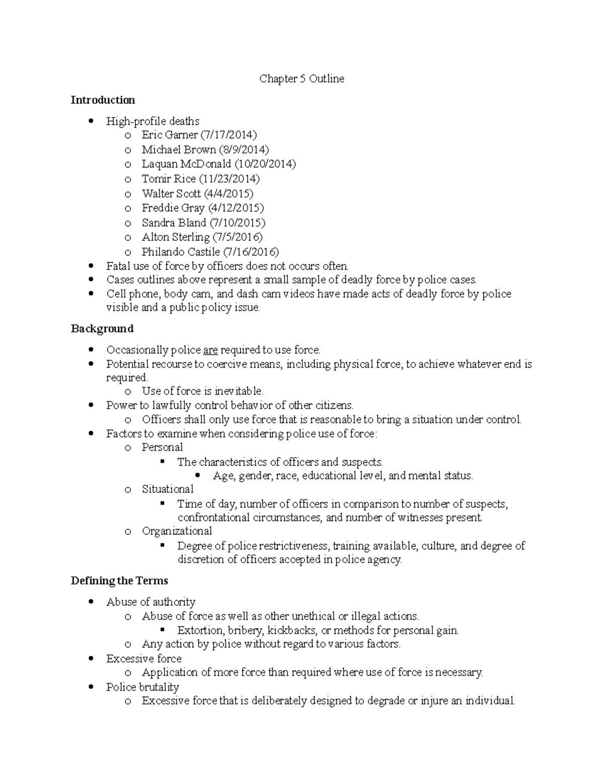 Crimin 2130 Chapter 5 Outline - Chapter 5 Outline Introduction High ...
