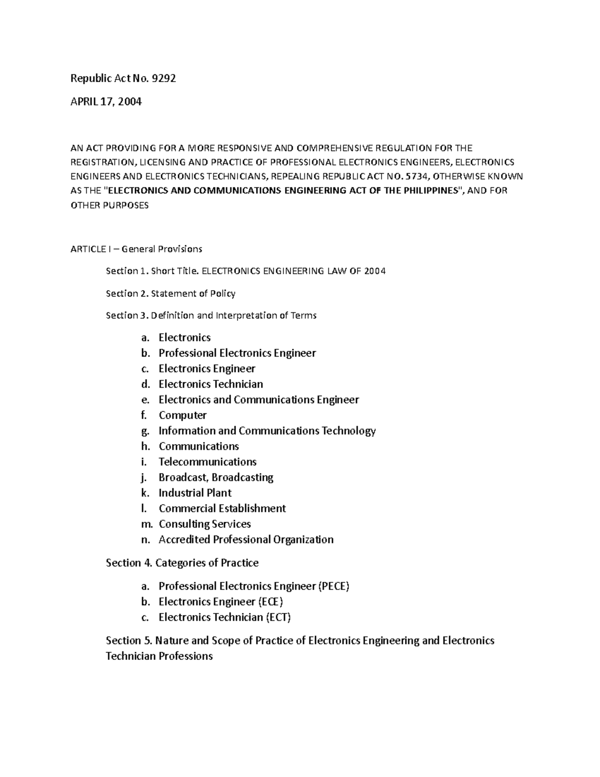 9292 - It is just a summary of the Republic Act 9292 I used in ...