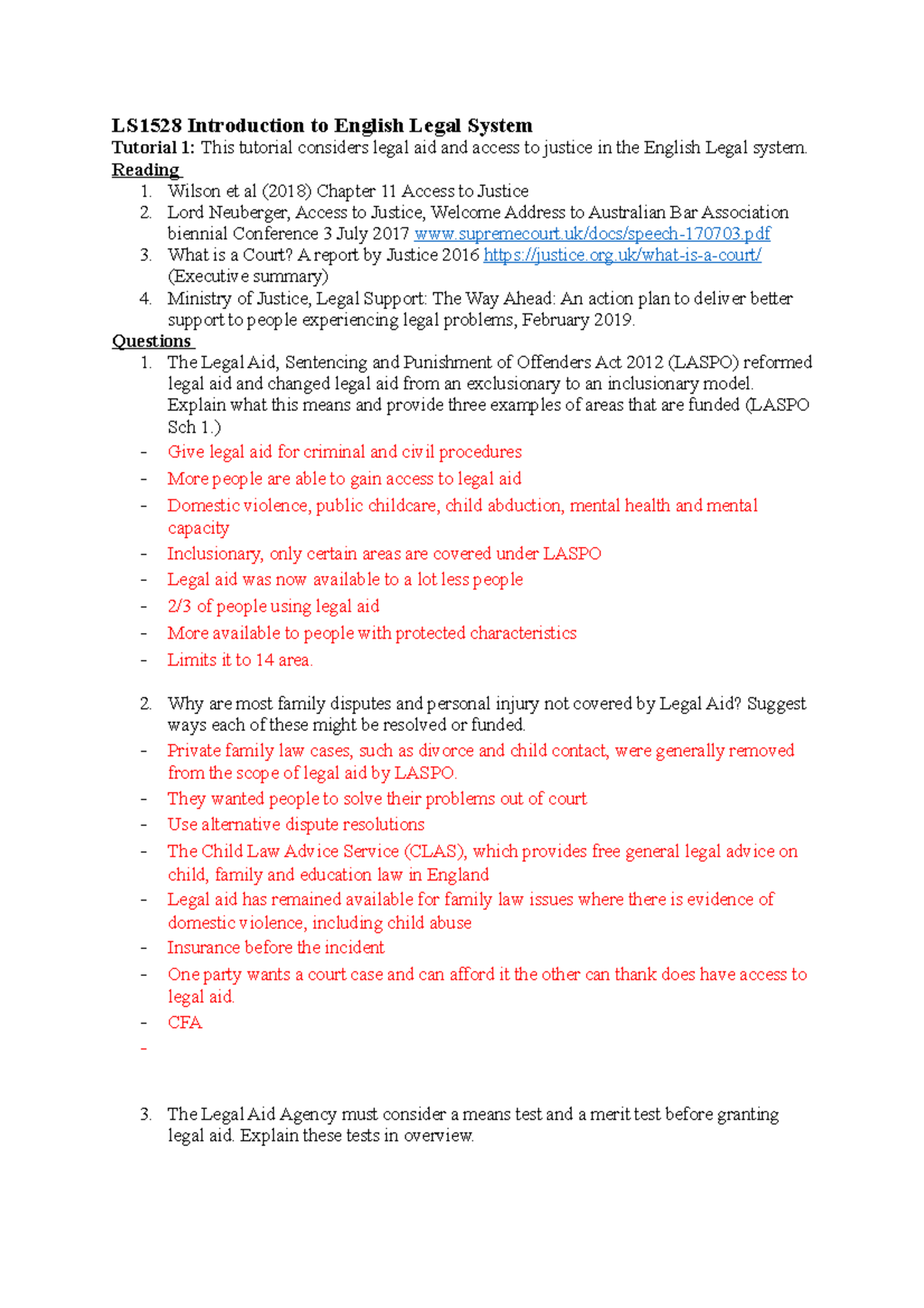 LS1528 Tutorial 1 - LS1528 Introduction to English Legal System ...