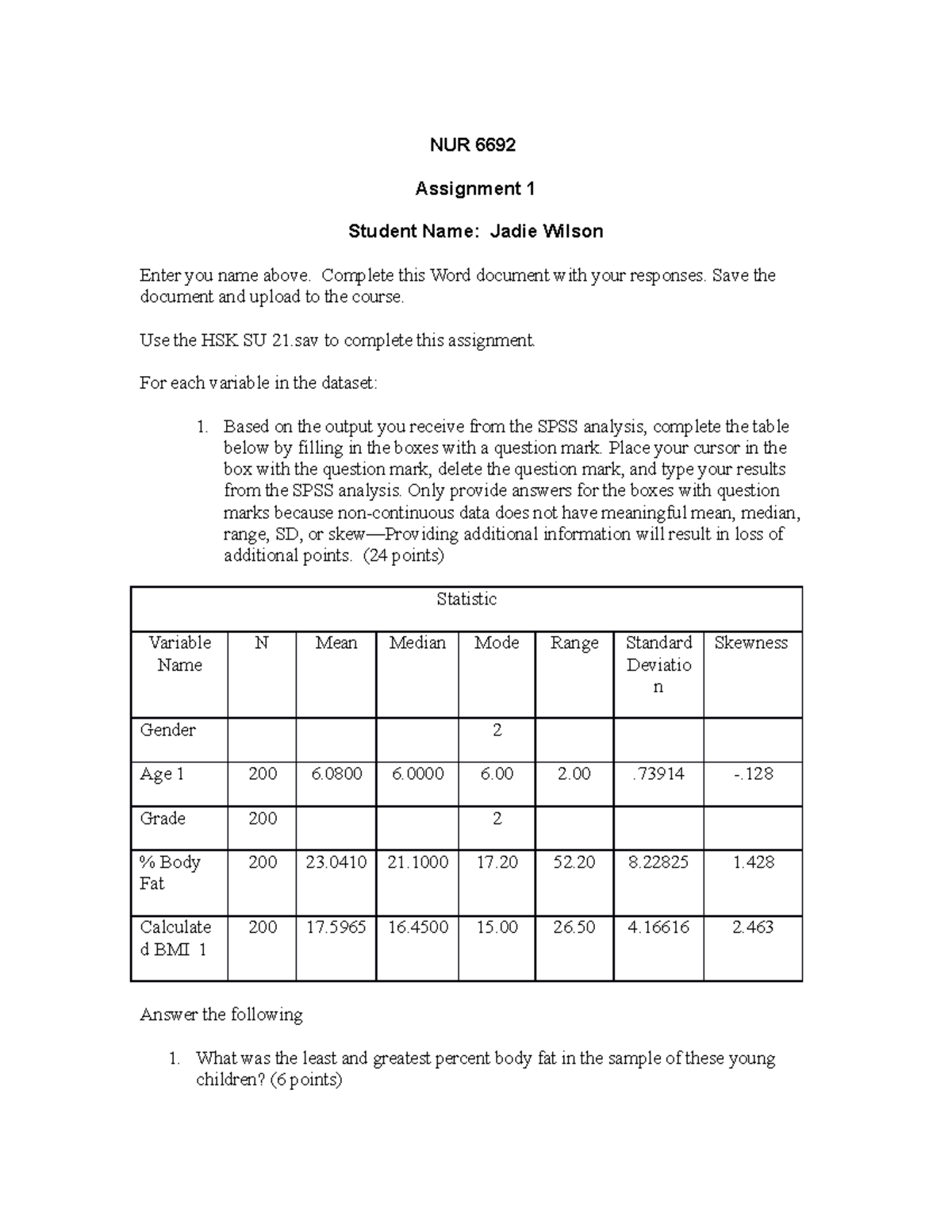 6692 Module 1 Assignment HEALTH ASSESSMENT - NSG 1140 - Studocu