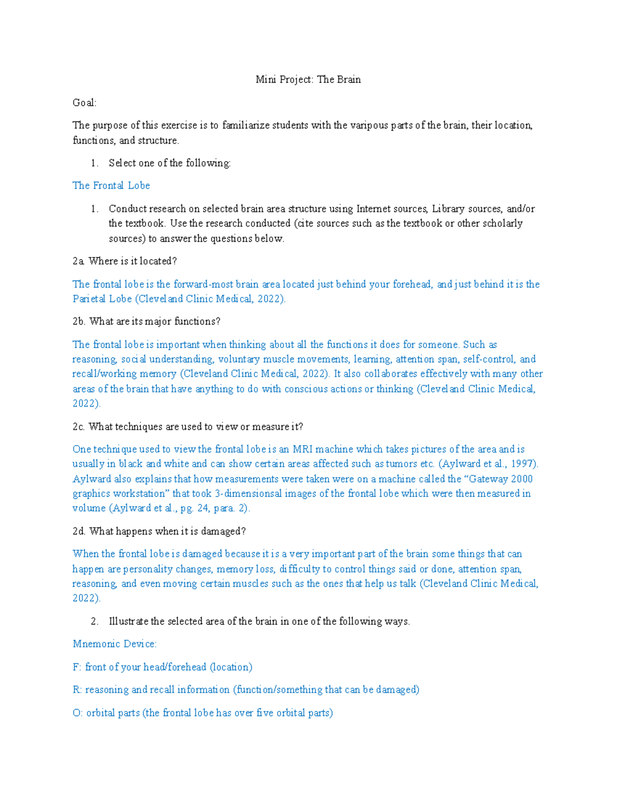 The Brain Mini Project - Mini Project: The Brain Goal: The purpose of ...