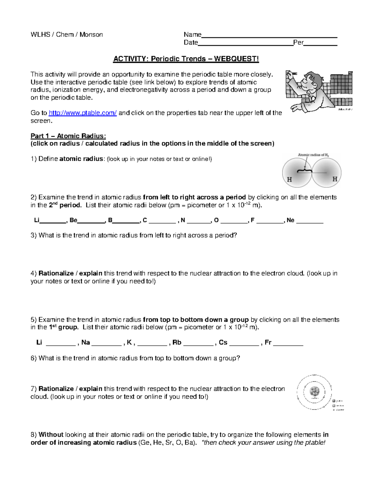 Periodic table trends a Activities - CHEM131 - UMD - Studocu