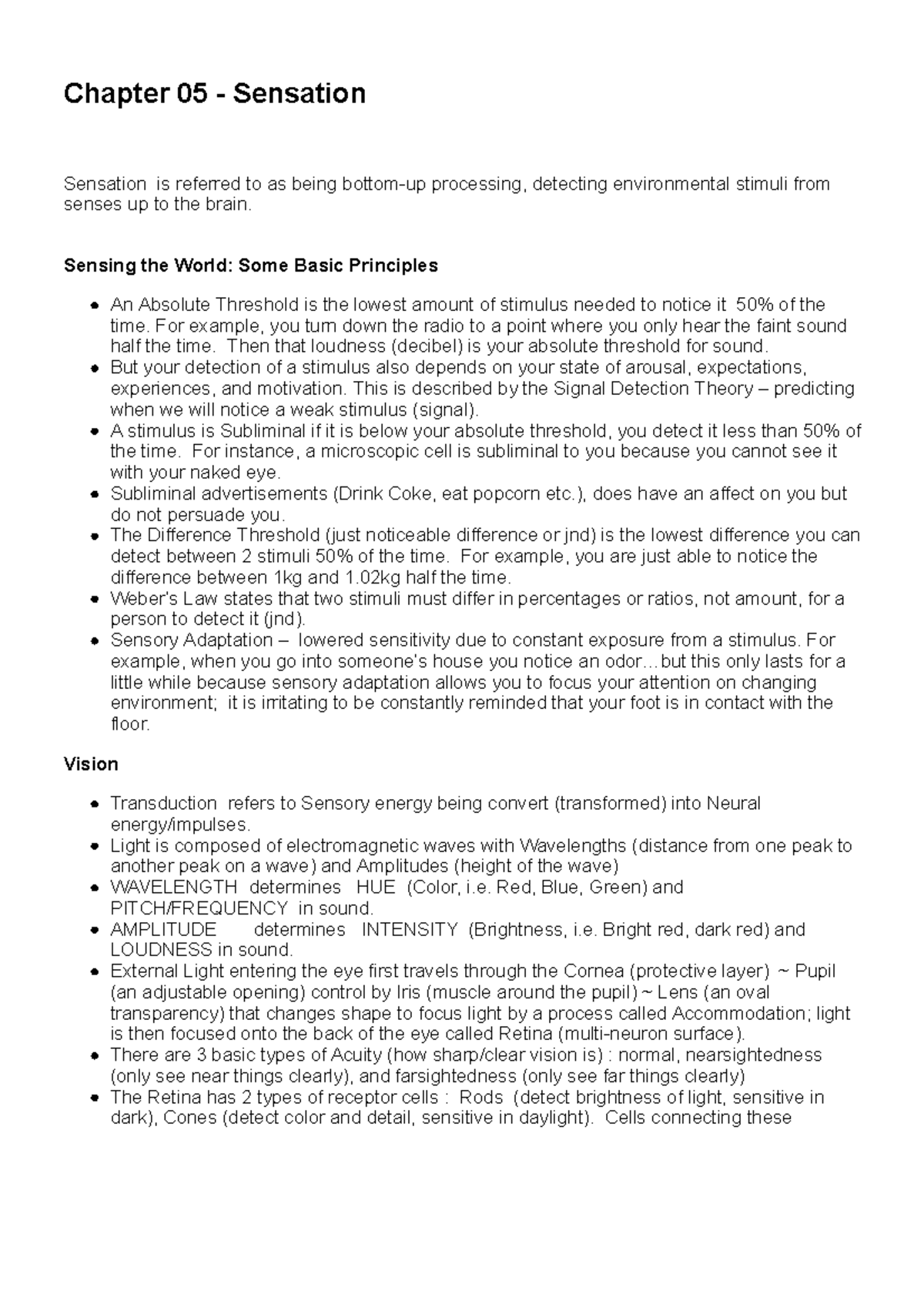 Chapter 05 - Sensation -Sensing the World: Some Basic Principles ...