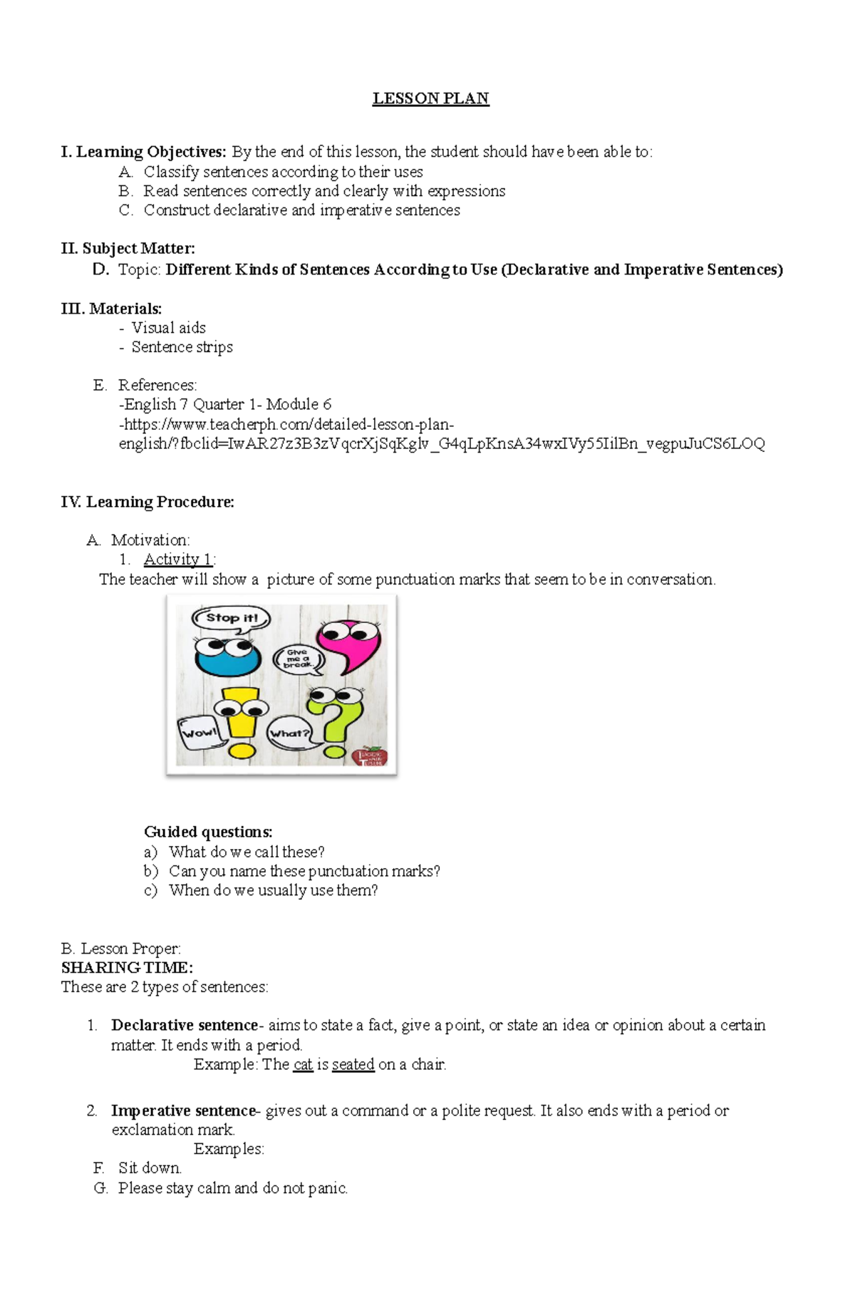 Synthesis P1 EXAM Conducting A Tutorial Session - LESSON PLAN I. Learning Objectives: By the end ...