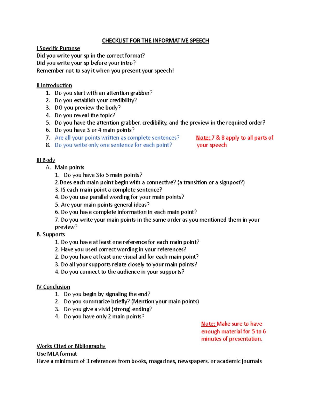 CT Inf Sp Checklist Plus CHECKLIST FOR THE INFORMATIVE SPEECH I ct-inf-sp-checklist-plus-checklist-for-the-informative-speech-i