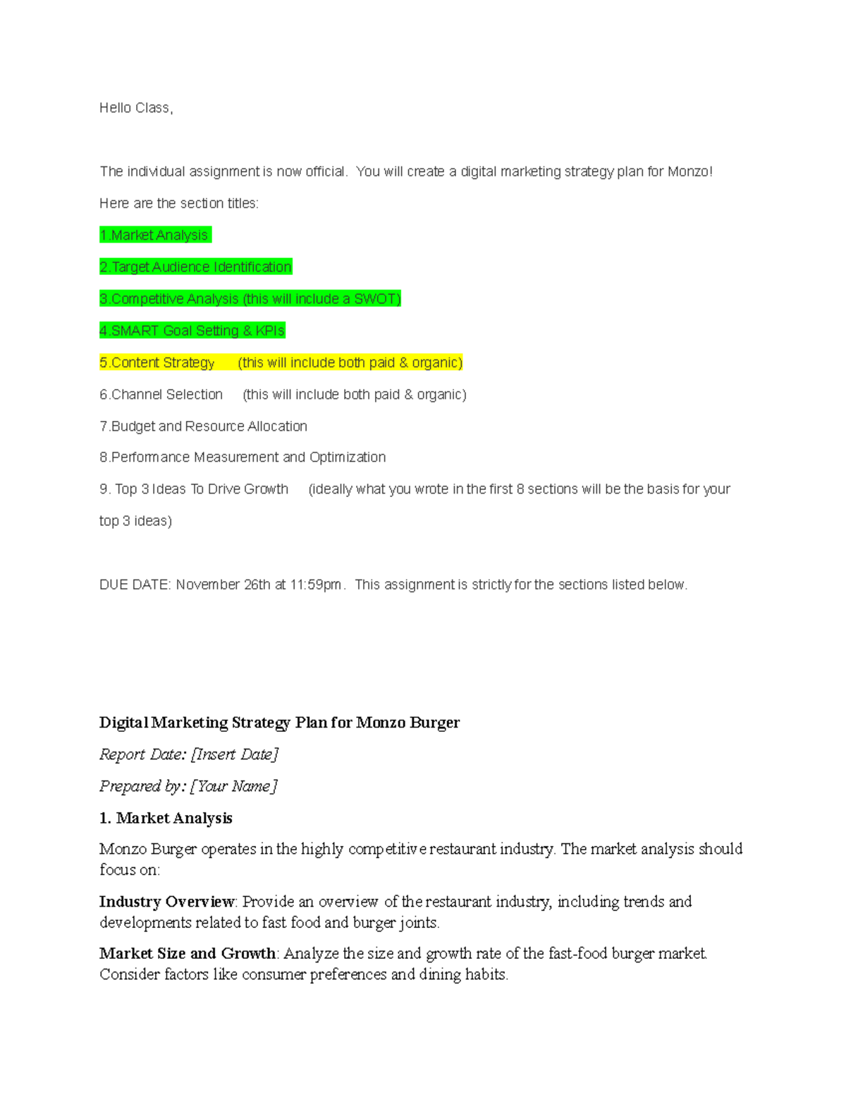 Individual assignment - You will create a digital marketing strategy ...