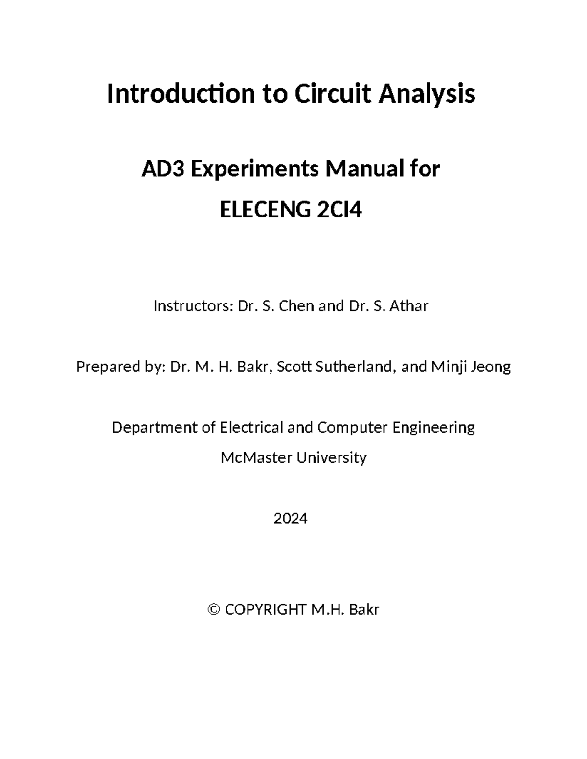 EE2CI4 AD3 Manual 2024 - Introduction to Circuit Analysis AD3 ...