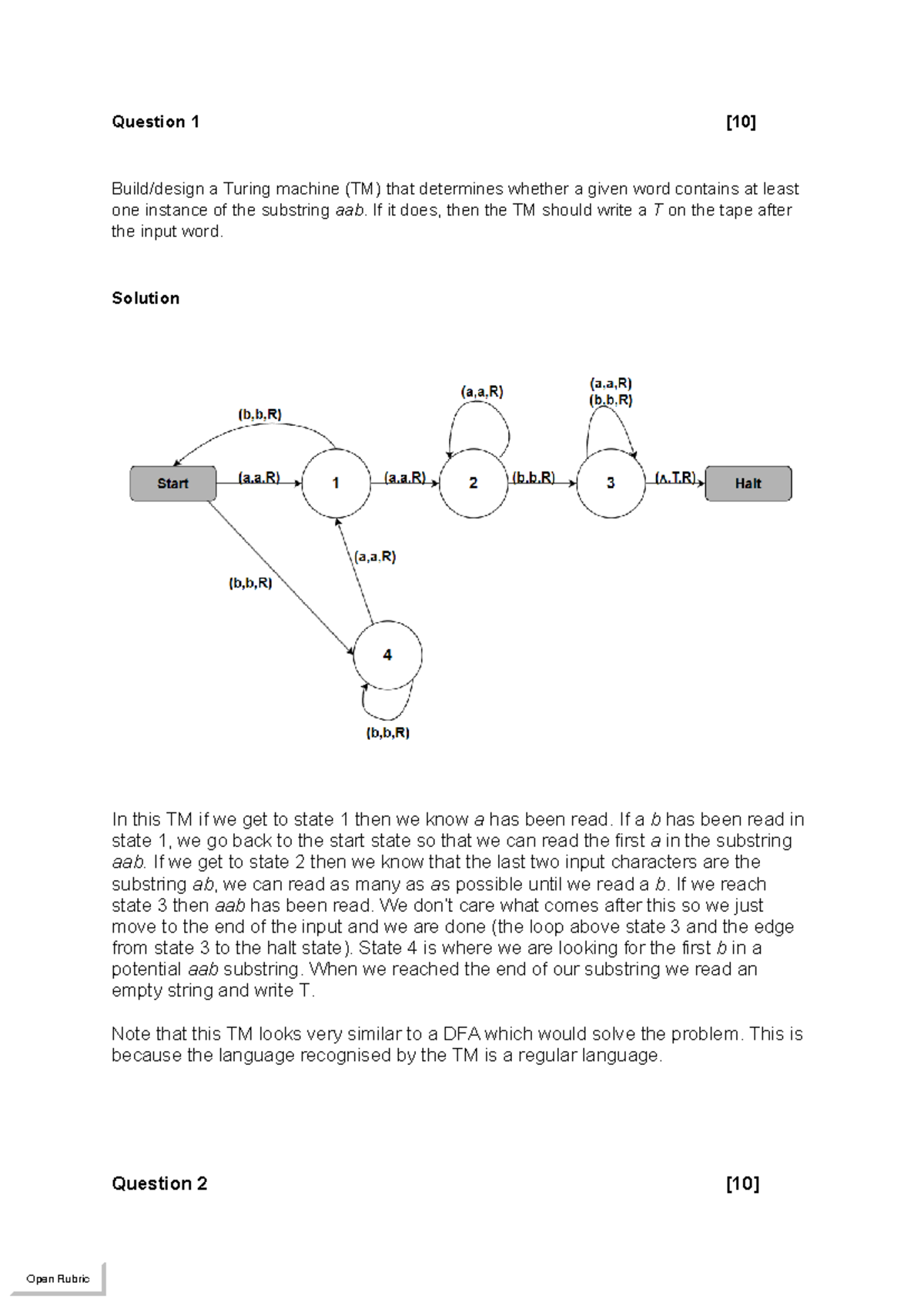 COS3701 2024 Assignment 3 Solutions - Question 1 [10] Build/design a Turing machine (TM) that ...