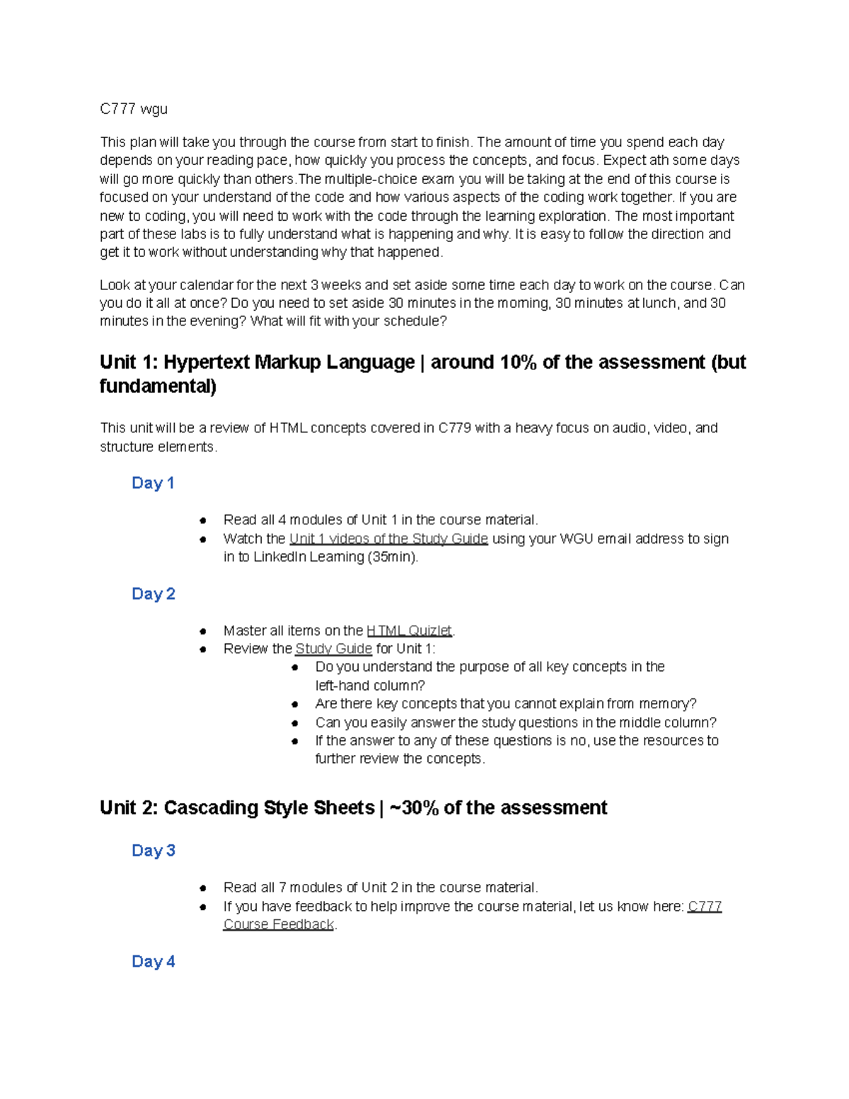c777 outline task - C777 wgu This plan will take you through the course ...