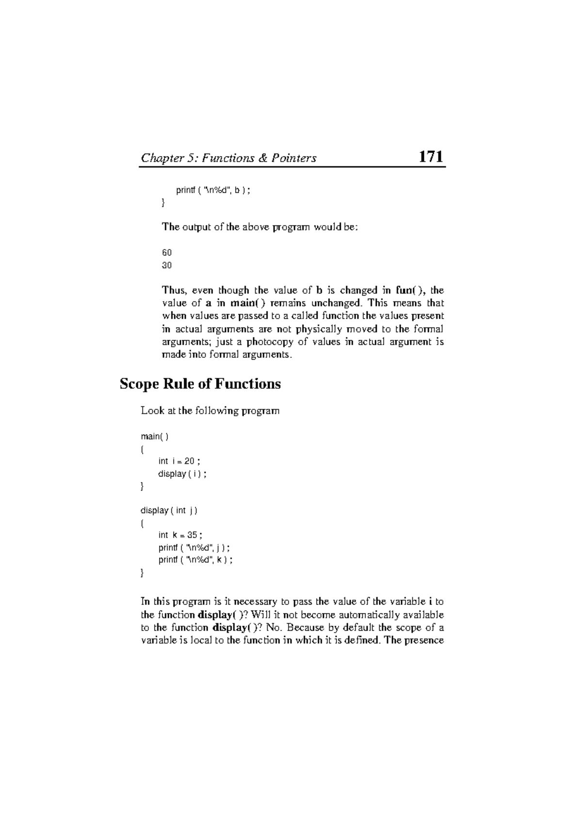 Let Us C Yashwant-Part2 - Chapter 5: Functions & Pointers 171 printf ...