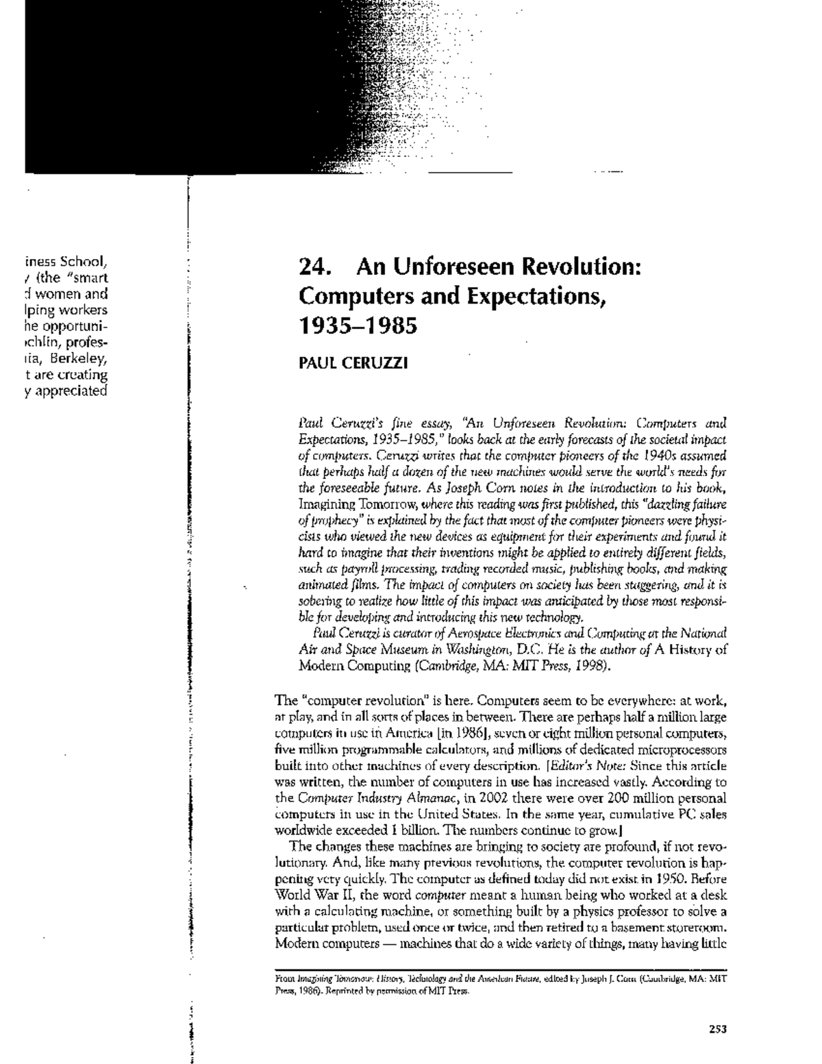 Ceruzzi An Unforeseen Revolution - RTA 101 - Studocu