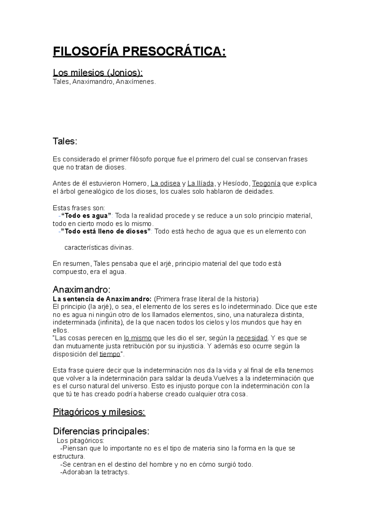 Filosofía Presocrática - FILOSOFÍA PRESOCRÁTICA: Los milesios (Jonios ...