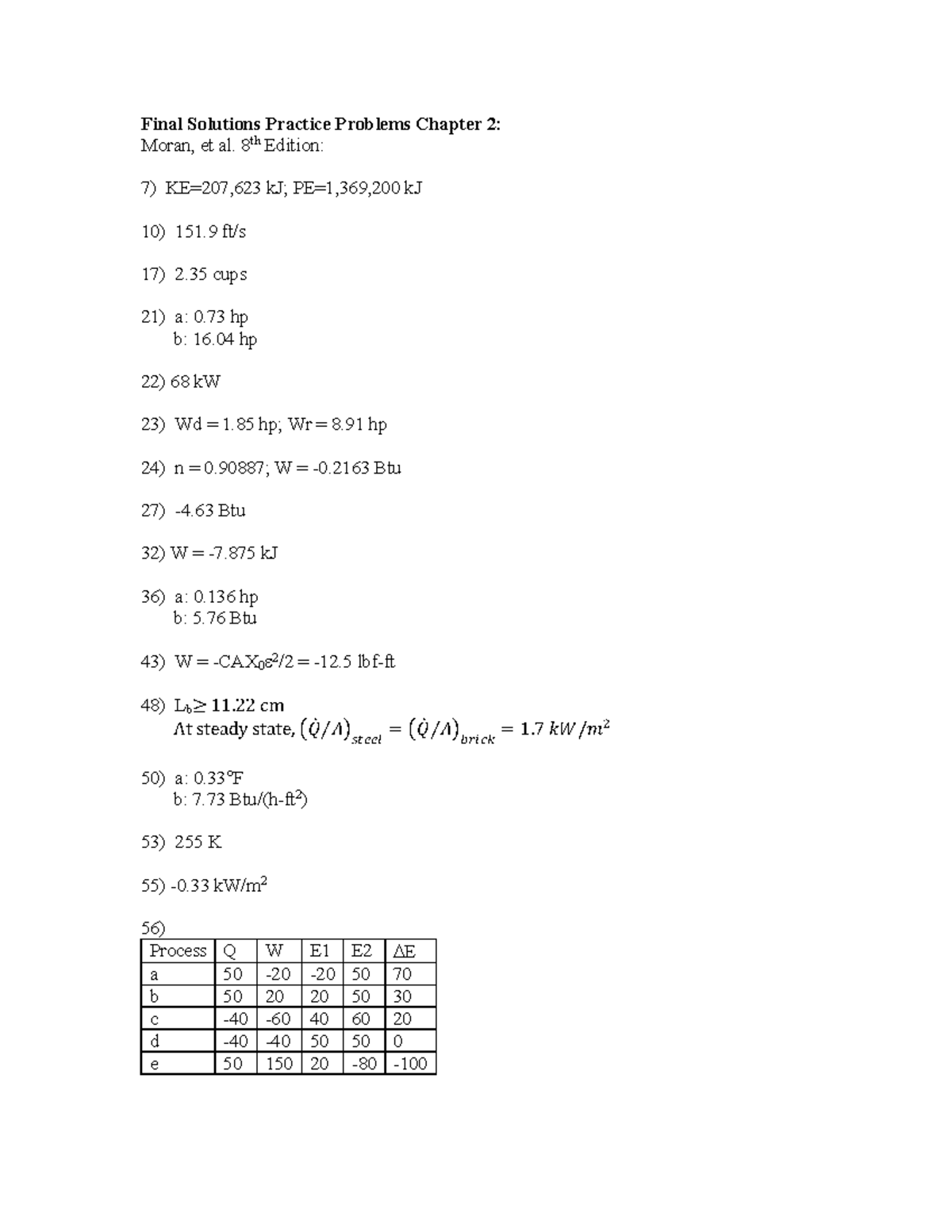 Final solutions CH2 8th Ed - Final Solutions Practice Problems Chapter 2: Moran, et al. 8th ...