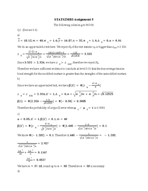 Assignment 4 - Stats 2Mb3 - Studocu
