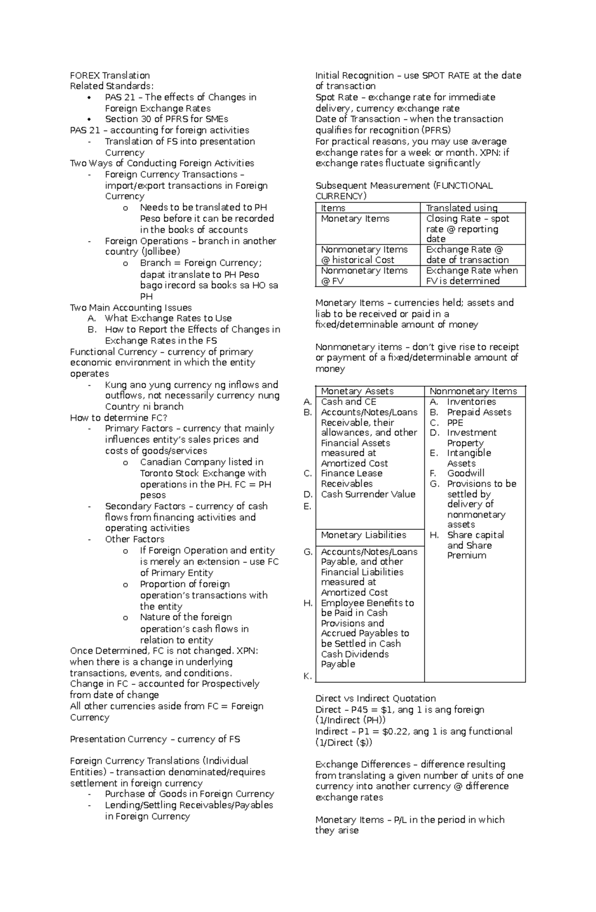 Forex Translation - FOREX Translation Related Standards: PAS 21 – The ...