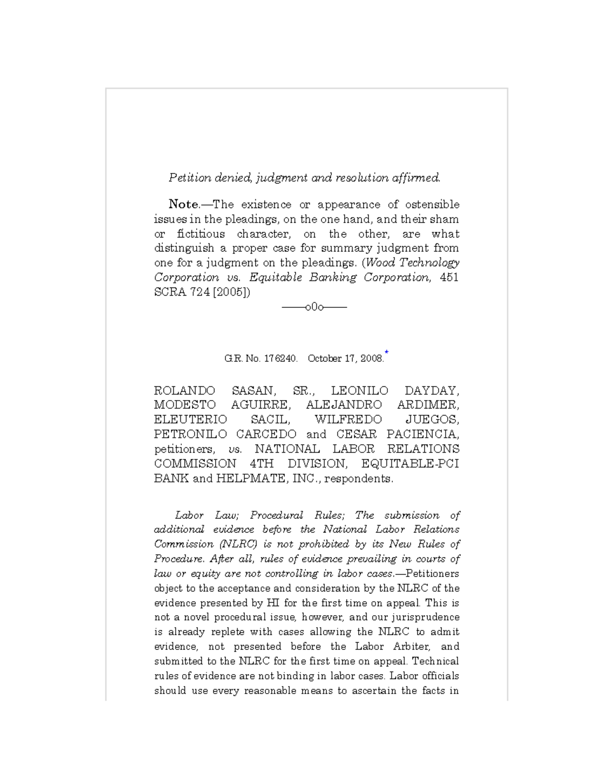 7 Sasan Sr. v. NLRC - Petition denied, judgment and resolution affirmed ...