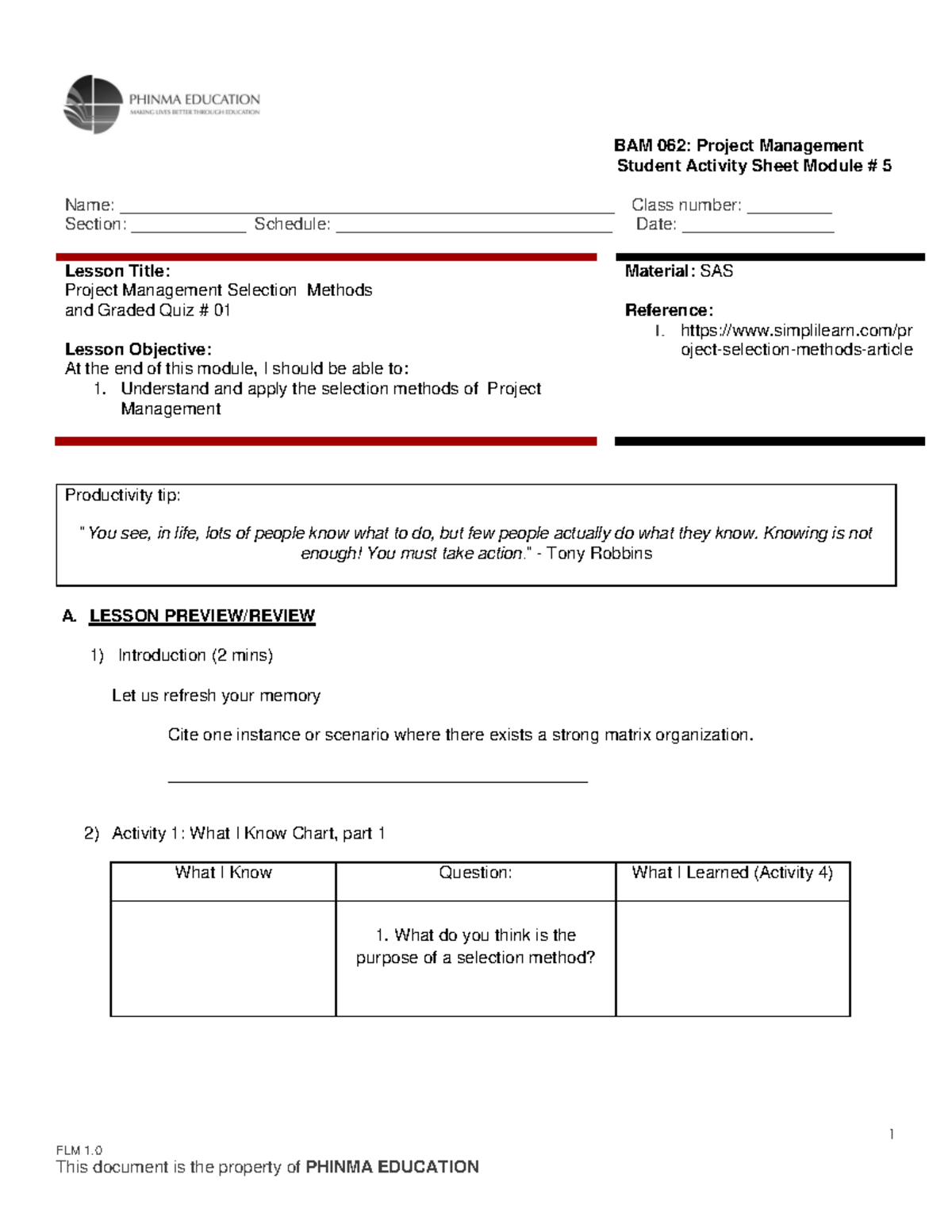SAS5 BAM 062 Edited - Marketing and Accounting - Student Activity Sheet ...