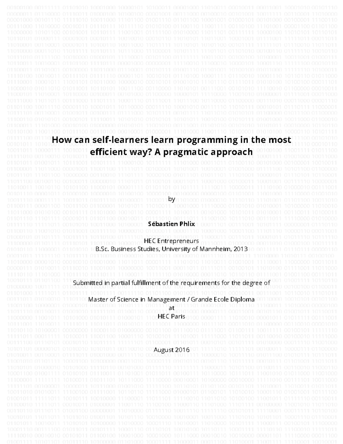 Learn programming - Business Studies, University of Mannheim, 2013 ...