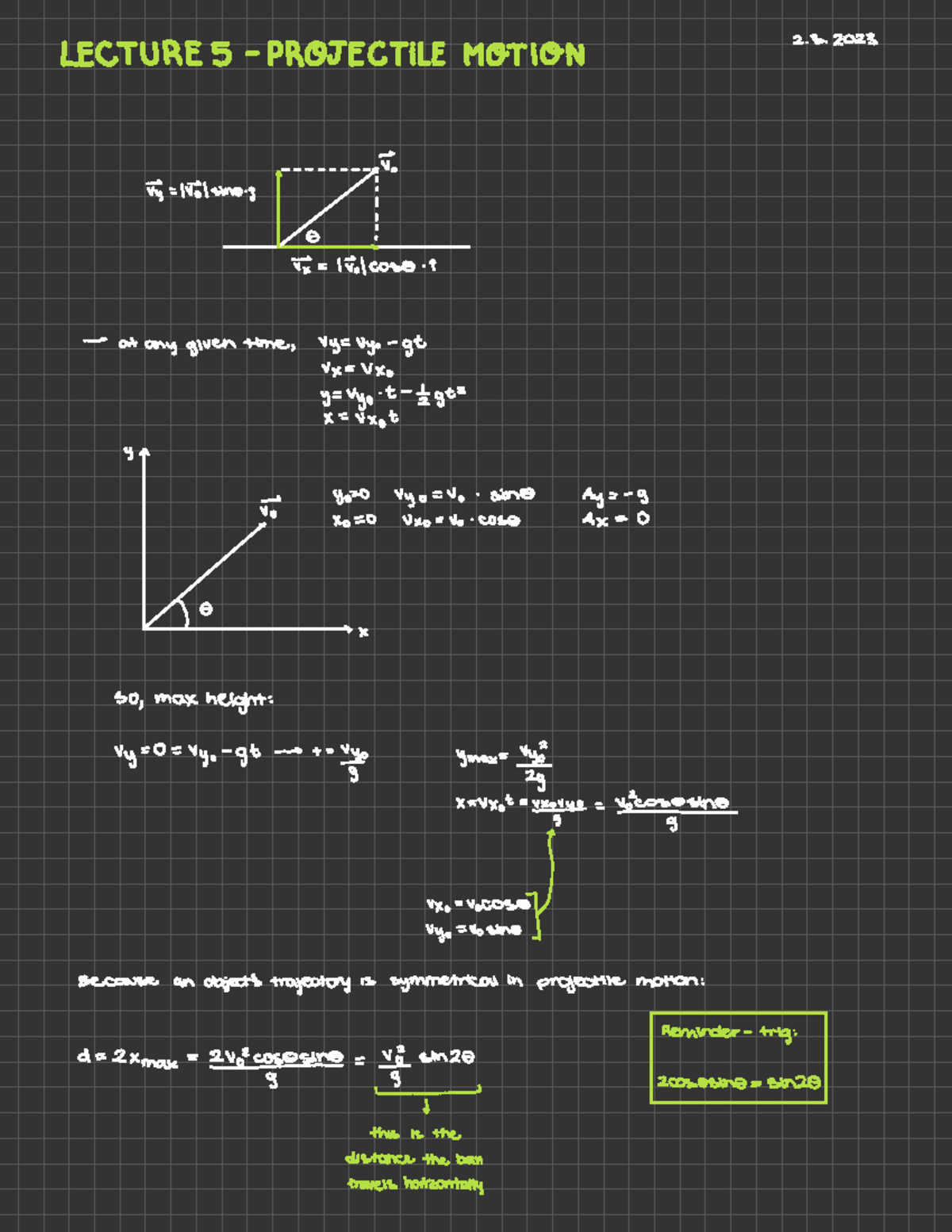 Physics 30 - Lecture 5 - LECTURES - PROJECTILEMOTION ........ - o Fy ...