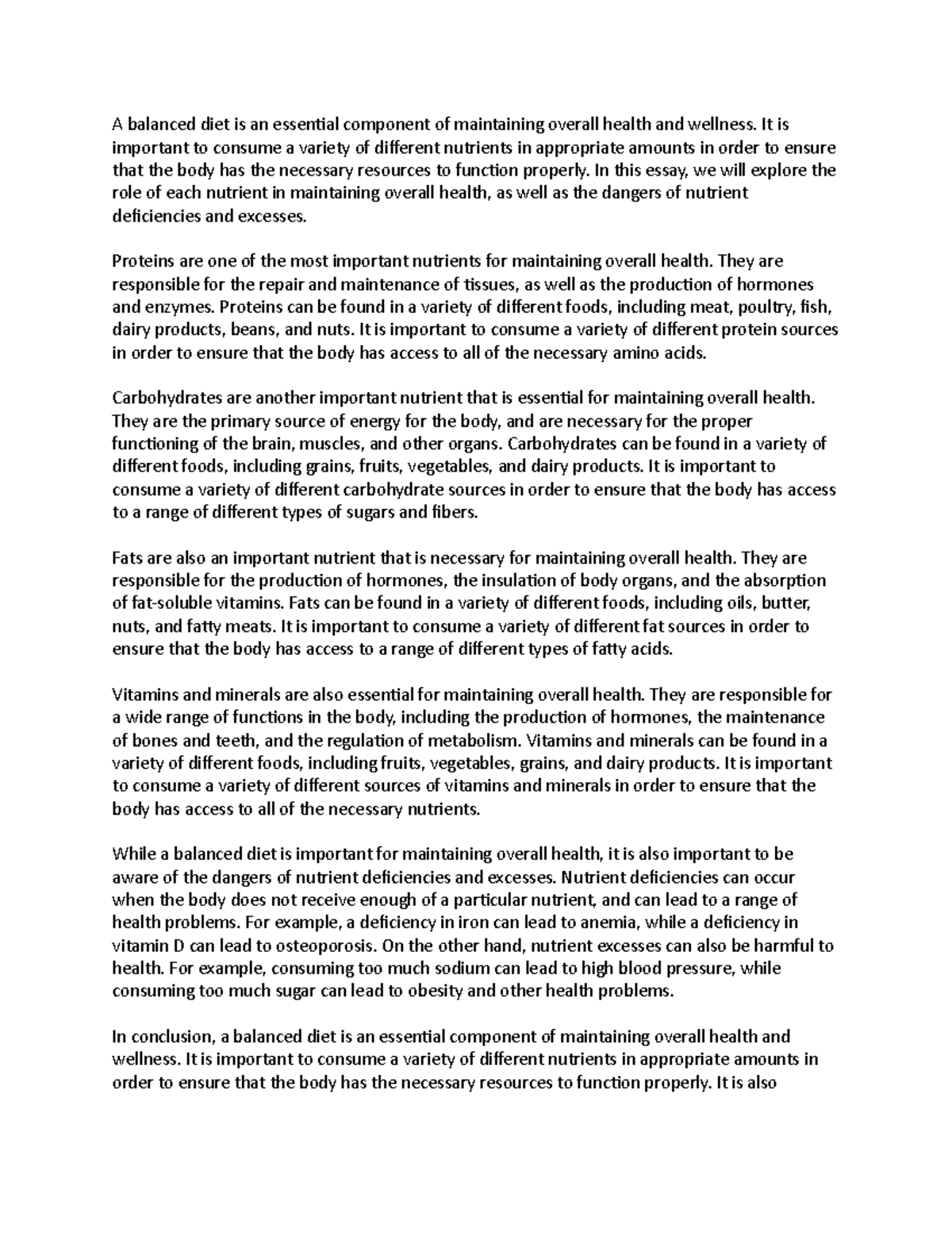 A balanced diet - It is important to consume a variety of different ...