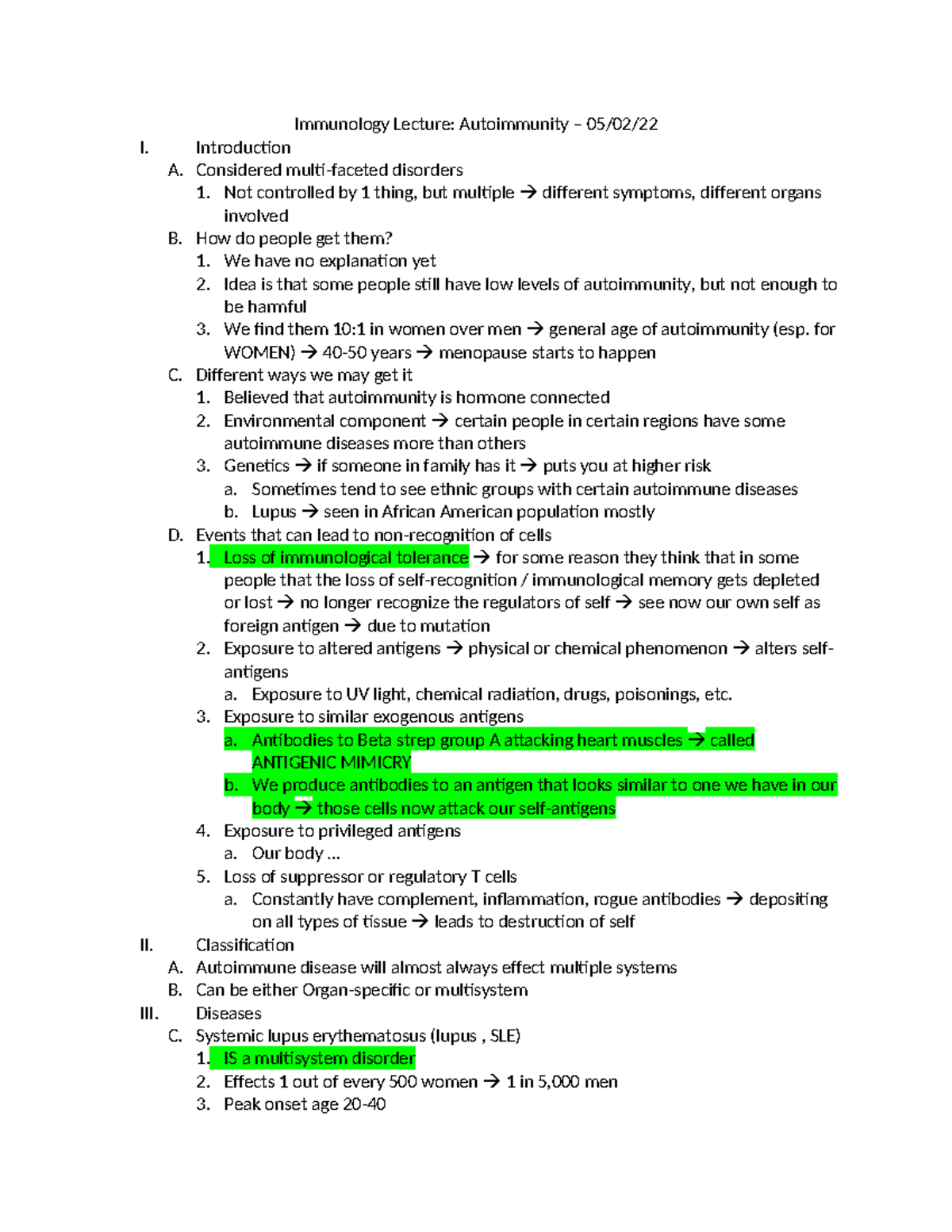Immunology Lecture Series 2 Autoimmunity Immunology Lecture