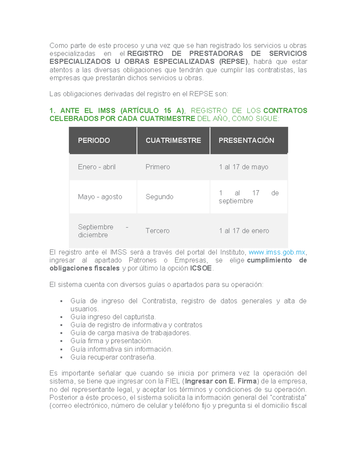 Despues DEL Repse - Como parte de este proceso y una vez que se han ...
