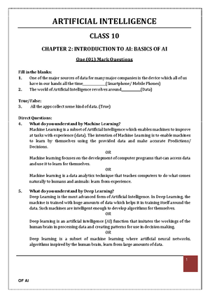 11 AI level 1 notes - UNIT 1: INTRODUCTION: AI FOR EVERYONE What is AI ...