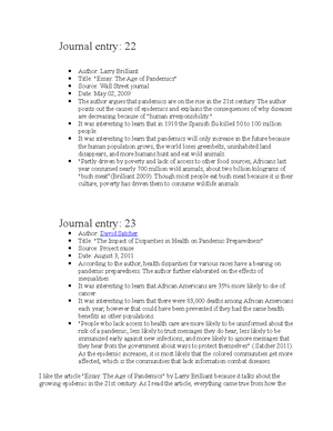 Journal Entry 12 and 13 - Journal entry: 12 Author: David Ades nik ...