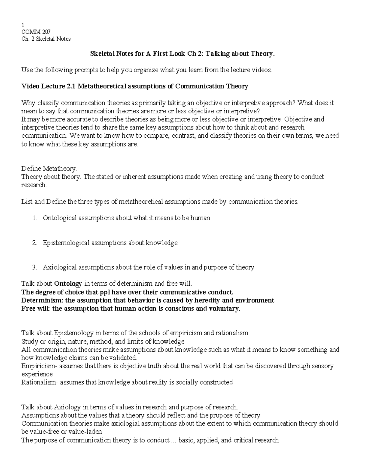 A First Look Ch 2 Skeletal Notes - COMM 207 Ch. 2 Skeletal Notes ...