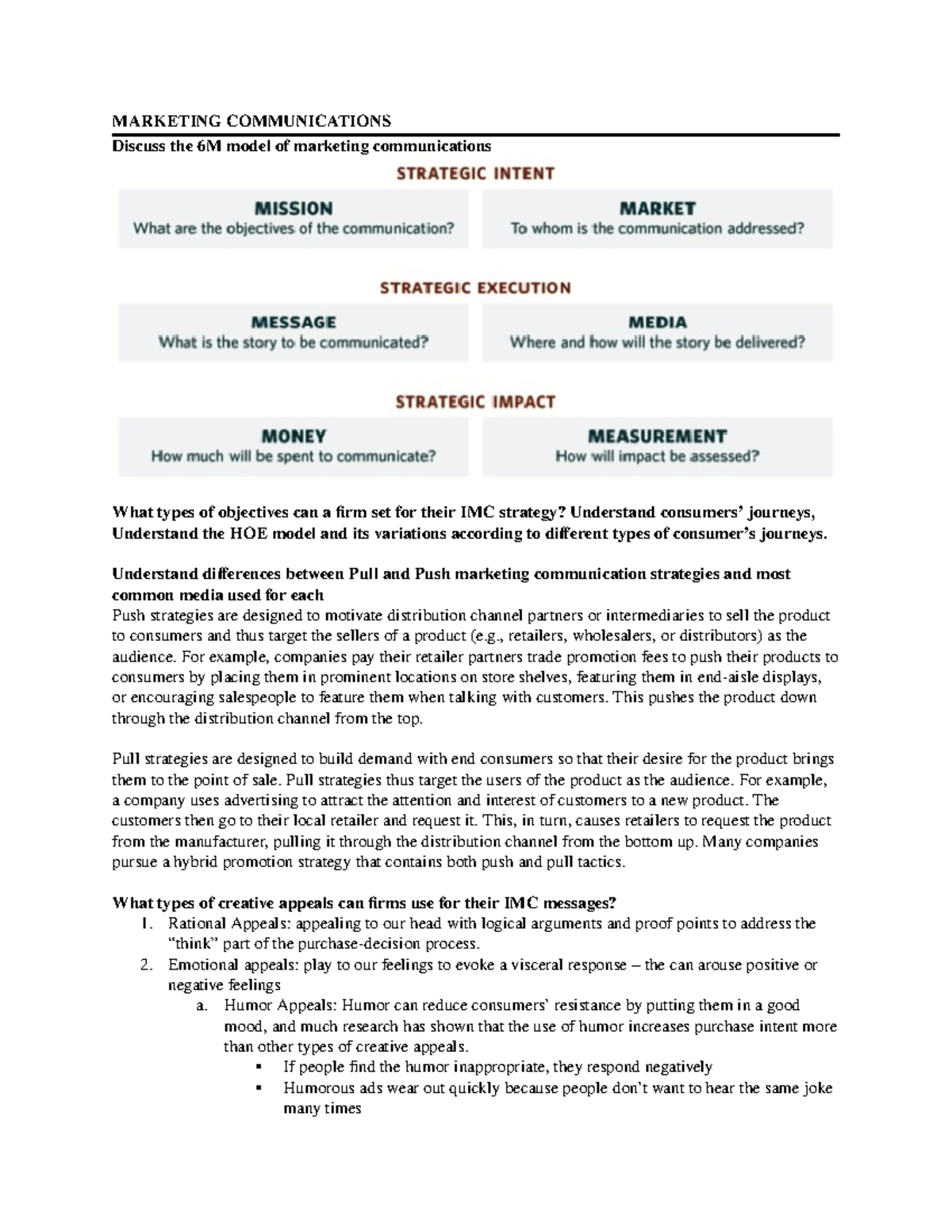 Marketing Communications - MARKETING COMMUNICATIONS Discuss the 6M ...