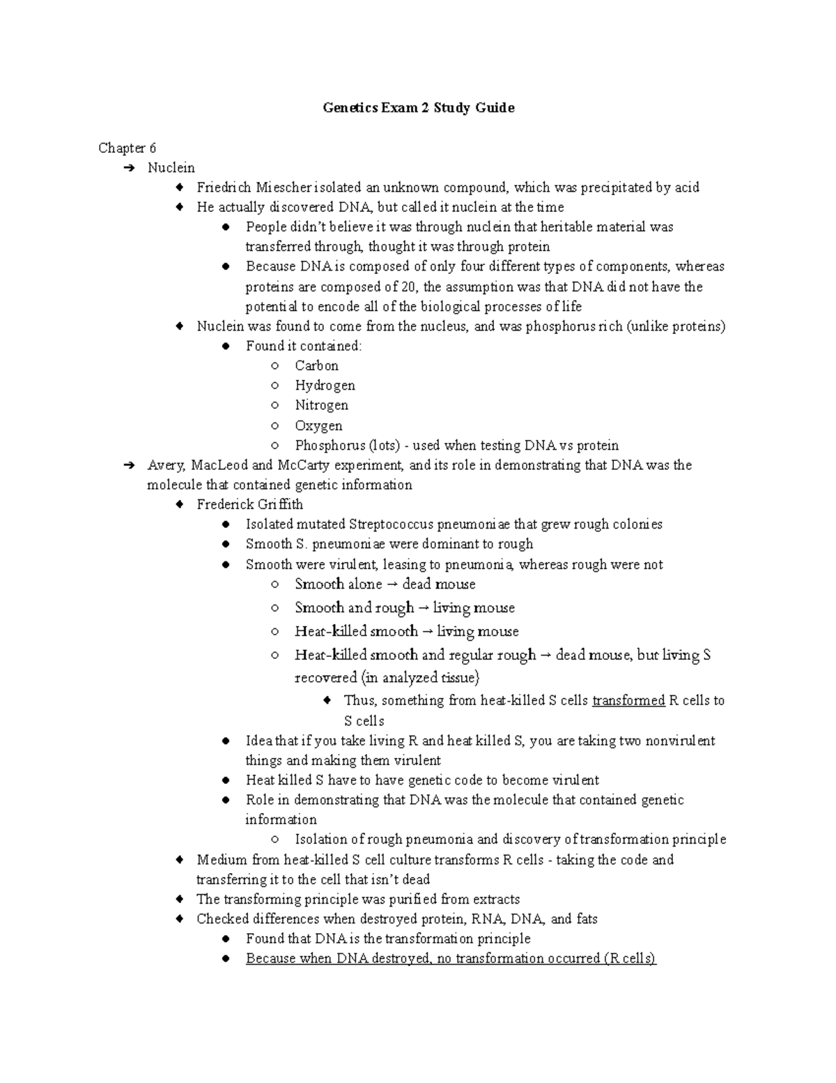 Genetics Exam 2 - exam 2 study guide - Genetics Exam 2 Study Guide ...