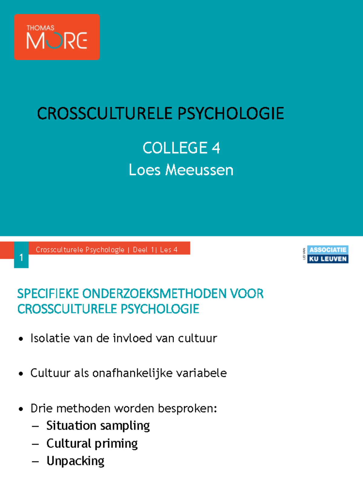 Les 4 specifieke onderzoeksmethoden - COLLEGE 4 Loes Meeussen ...