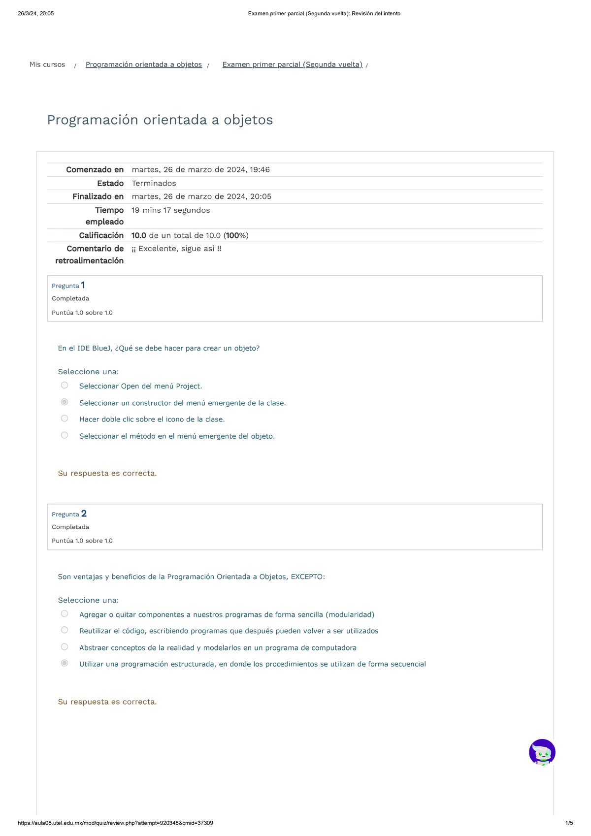Examen primer parcial programacion orientada a objetos (Segunda vuelta ...
