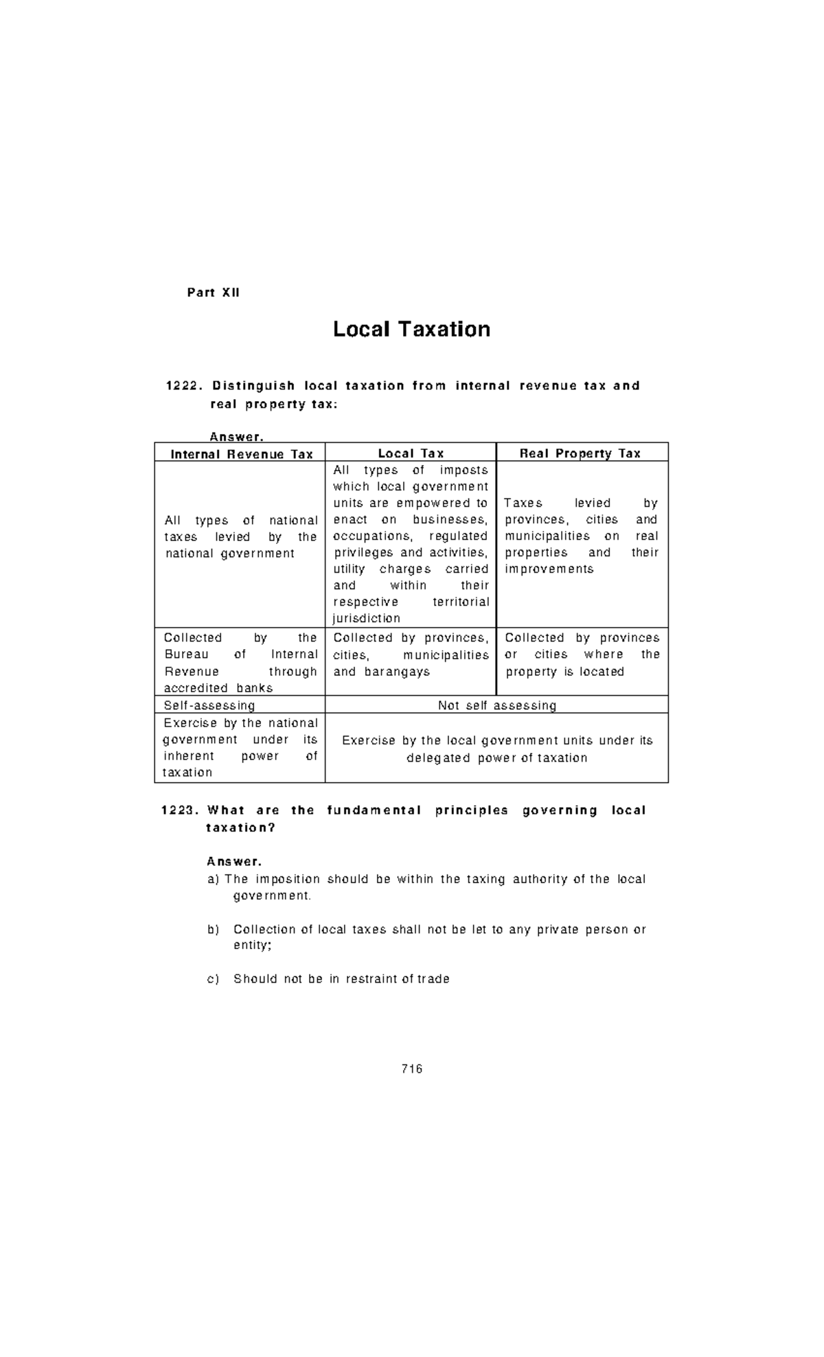 Lim Tax Reviewer General Principles - Part XII Local Taxation 1222 ...