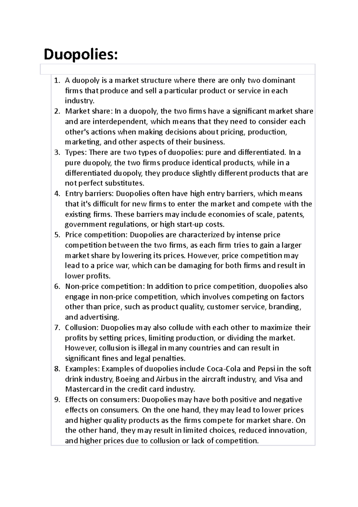 Duopolies - Duopolies: A duopoly is a market structure where there are ...