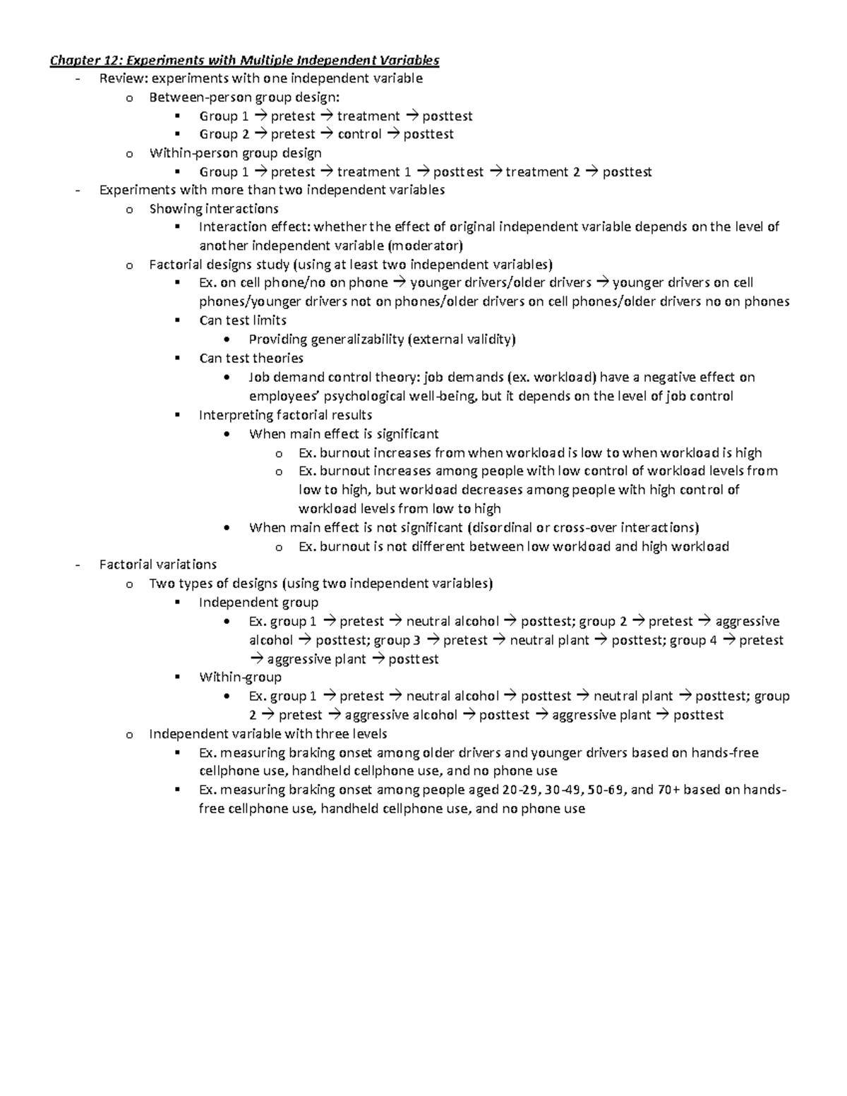 Research Methods Ch 12 - Notes on Experiments with Multiple Independent ...