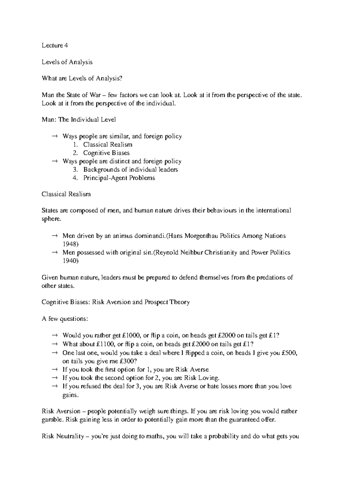 Lecture 4 - Levels of Analysis - Lecture 4 Levels of Analysis What are ...