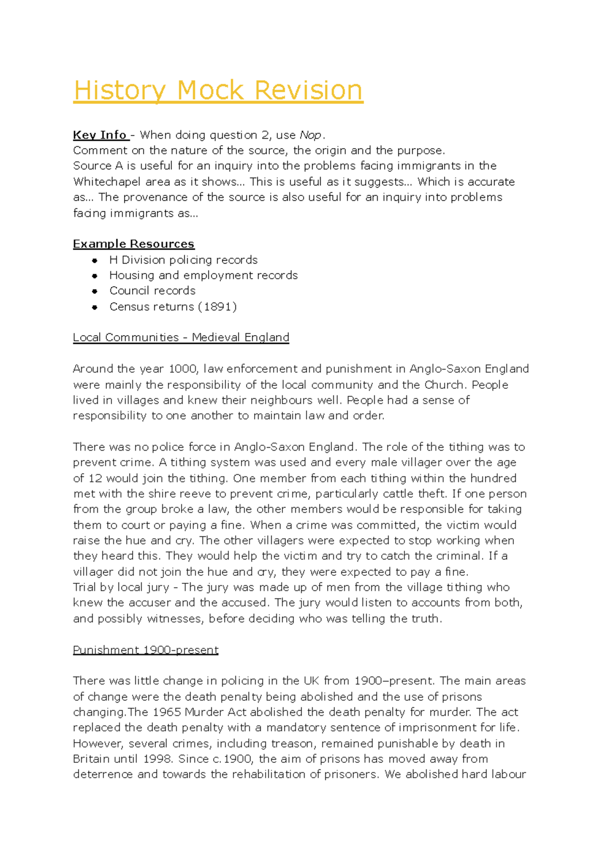 History Mock Revision - Comment on the nature of the source, the origin ...