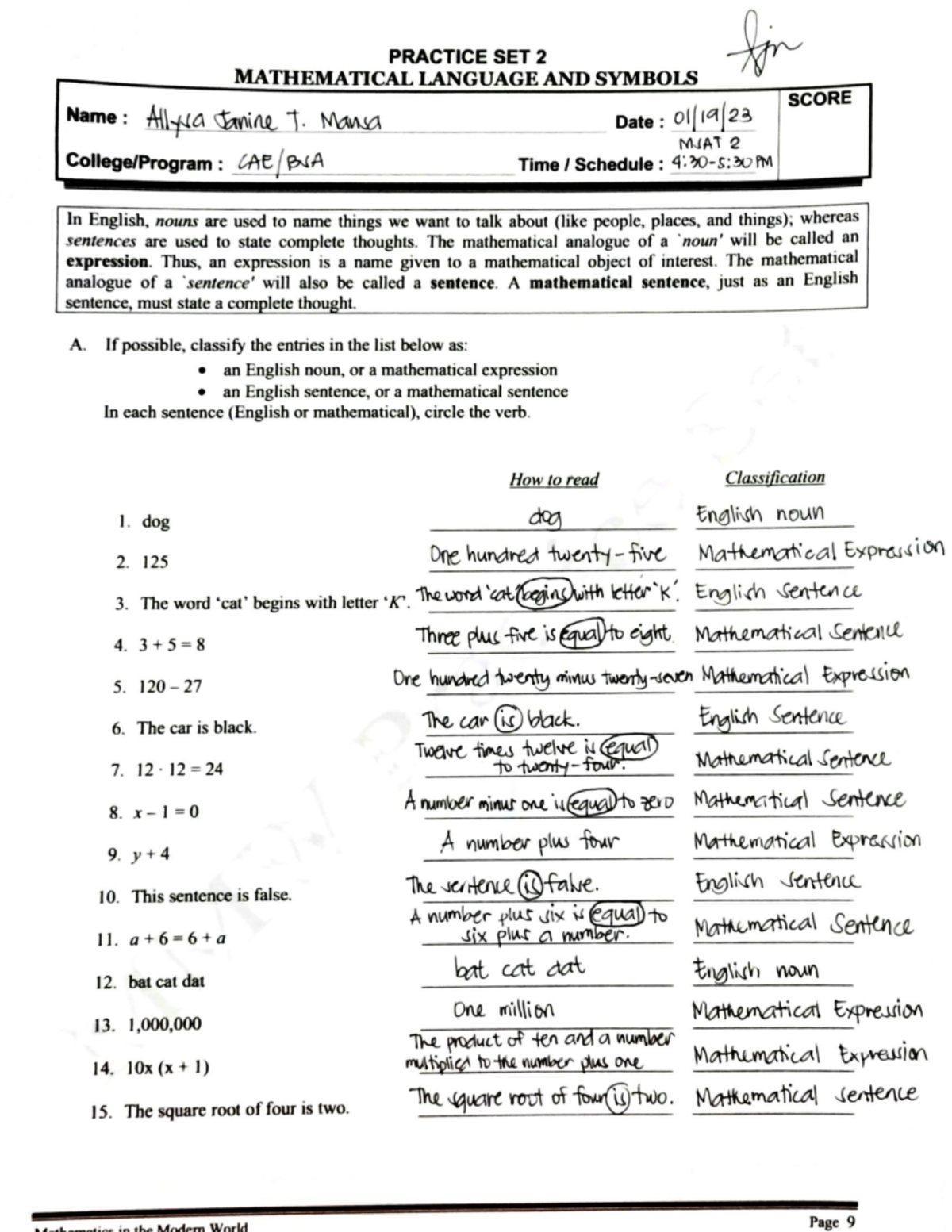 Prac. Set 2 Page 9-10 - NOTHING - Mathematics for the modern world ...