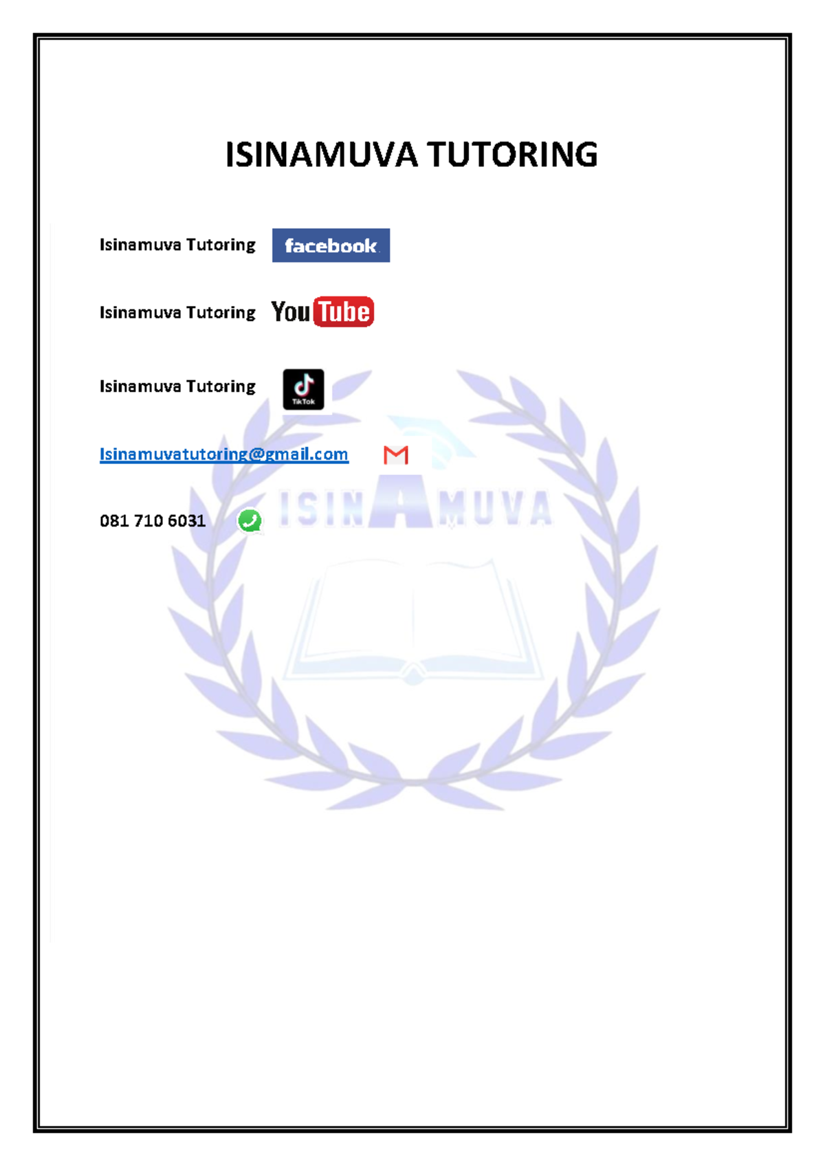 Isinamuva Tutoring Trigonometry 1 (12) - ISINAMUVA TUTORING Isinamuva ...