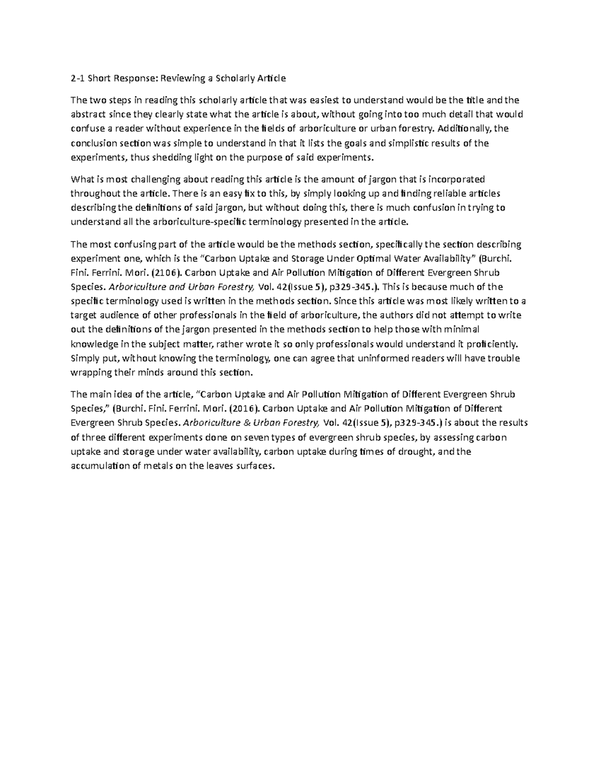 2-1 Short Response: Reviewing a Scholarly Article - Additionally, the ...