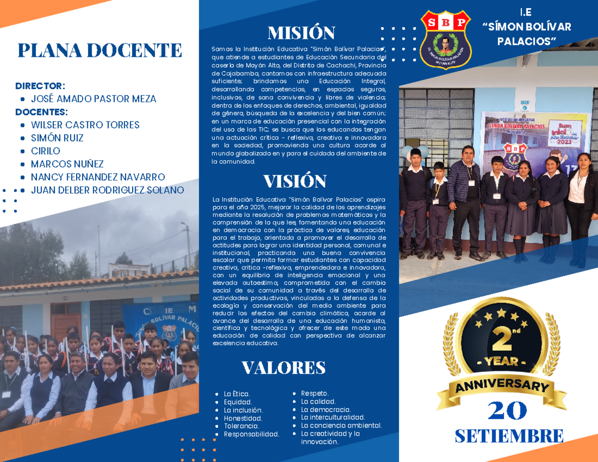 Feliz Aniversario - VCBNM - MISIÓN PLANA DOCENTE Somos la Institución ...