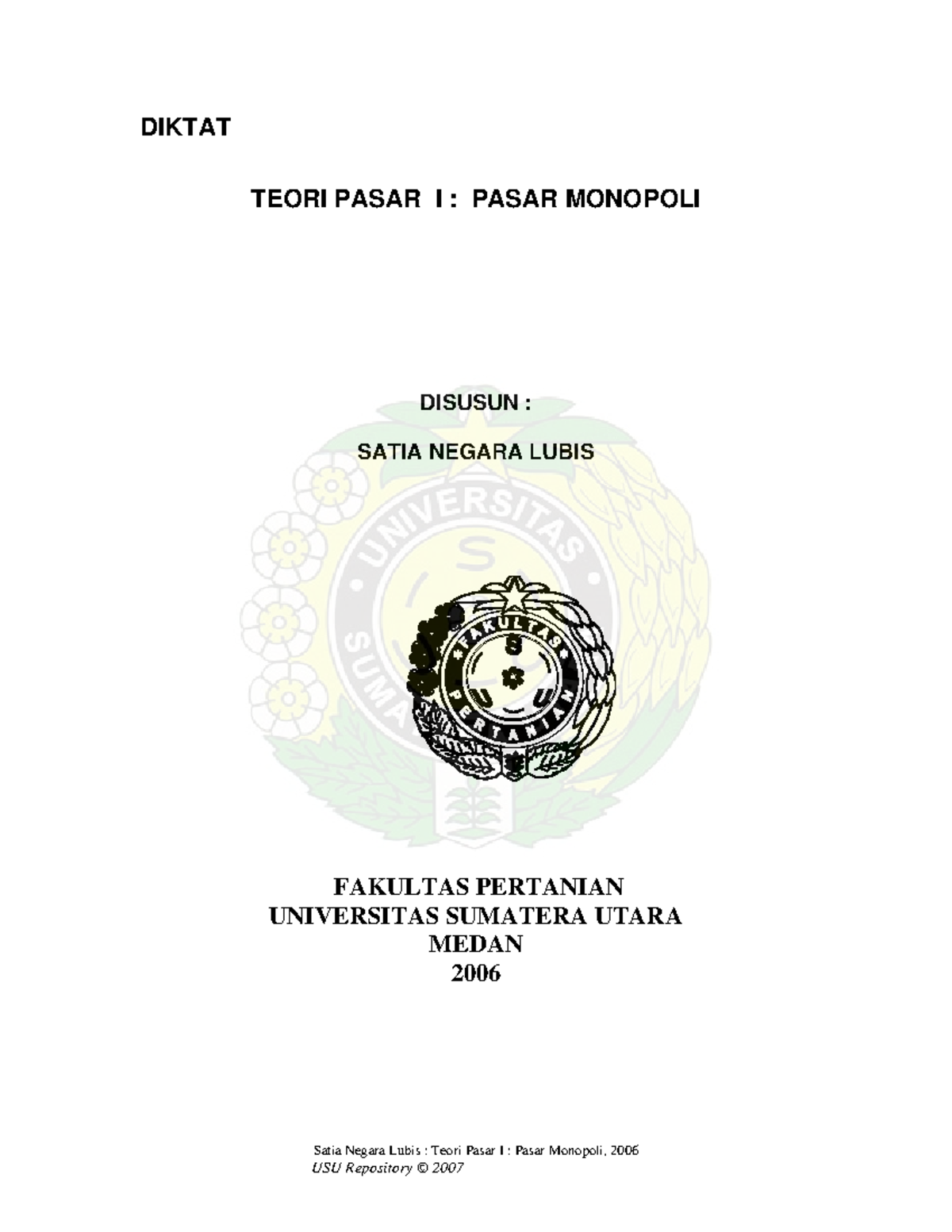 kyugh56oijm0-9ui - DIKTAT TEORI PASAR I : PASAR MONOPOLI DISUSUN ...