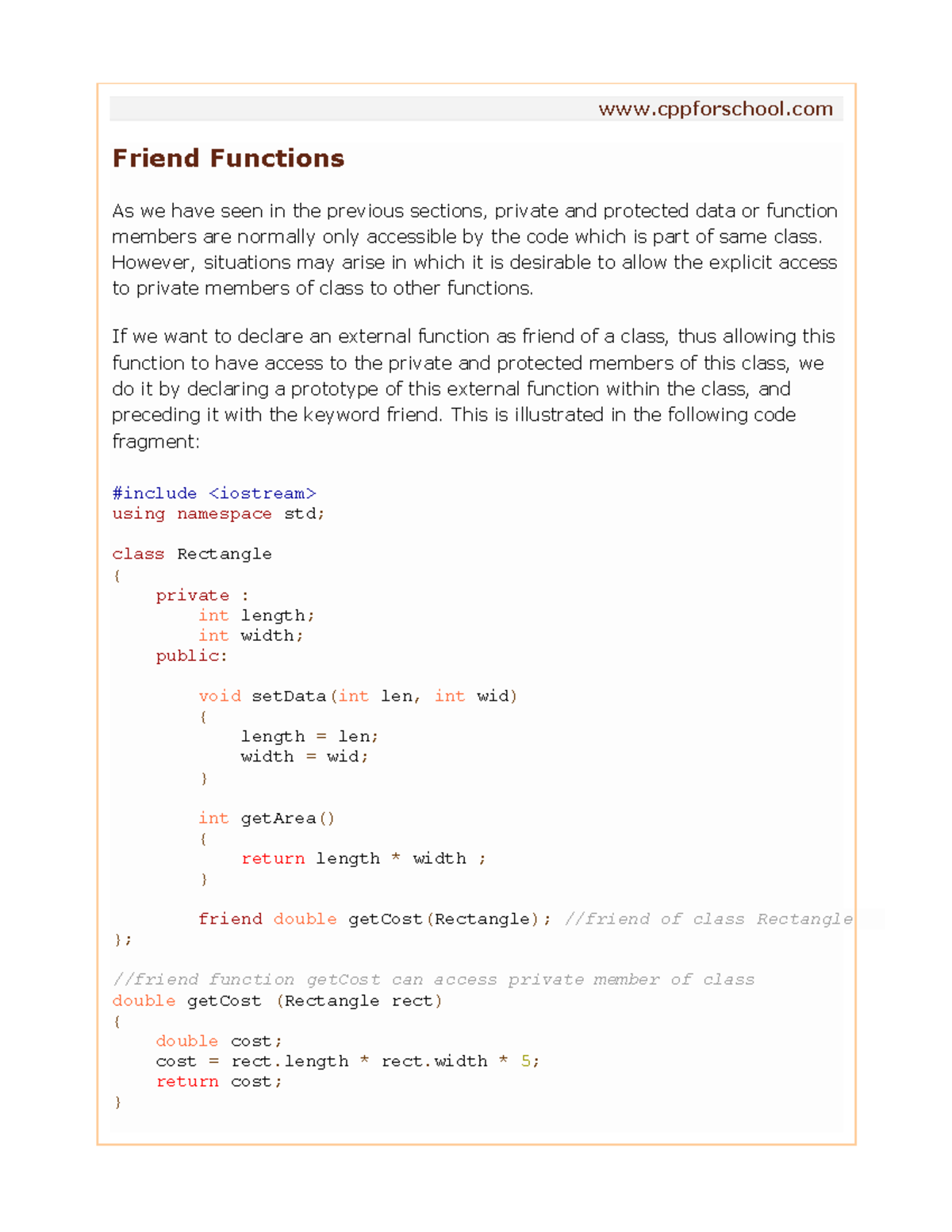Chapter 23 friend function friend class - cppforschool Friend Functions ...
